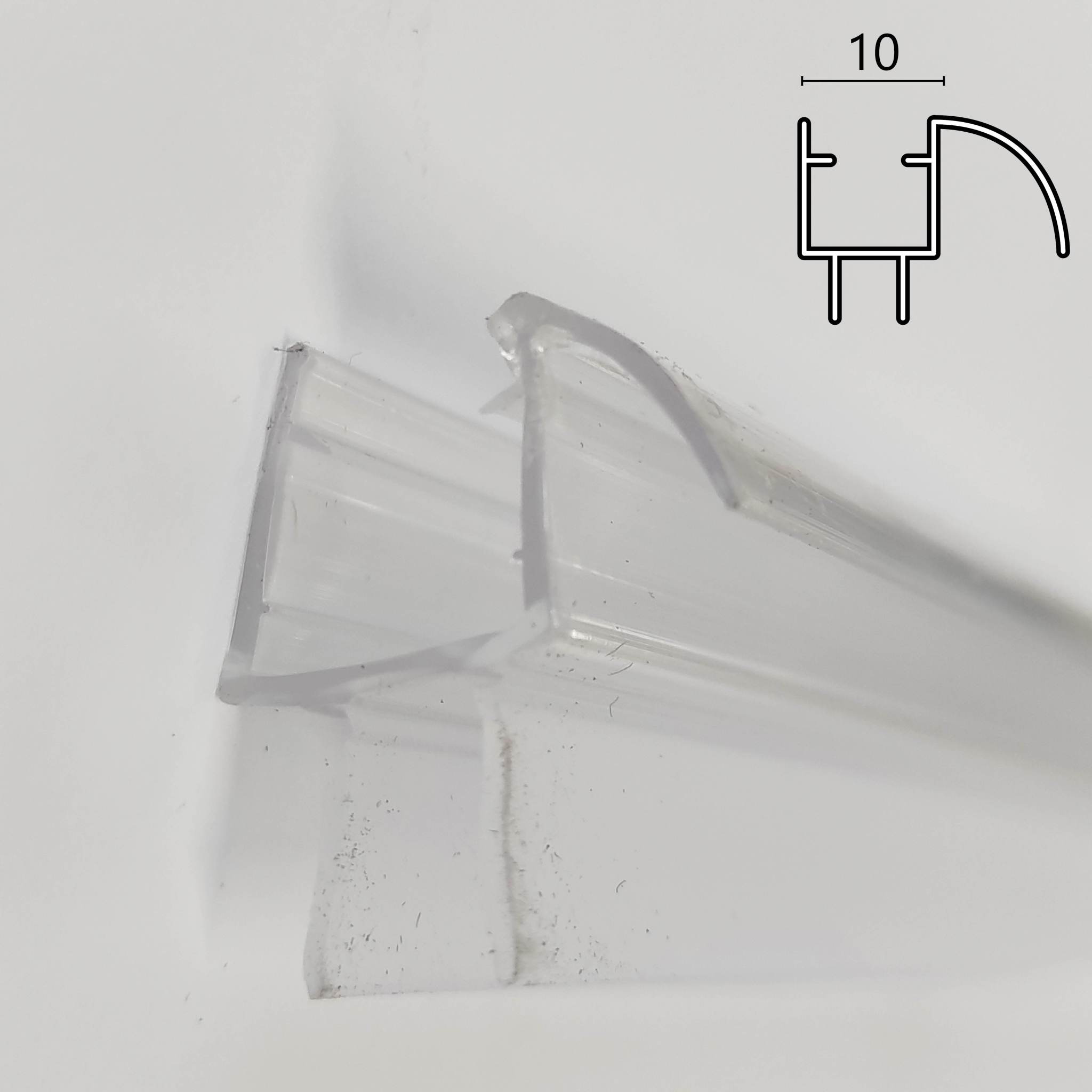 10mm Shower Glass Door Bottom Double Seal with Curved Drip Blade ...